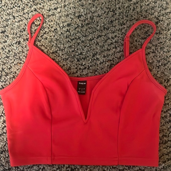 SHEIN | Tops | Red V Cut Crop Top | Poshmark